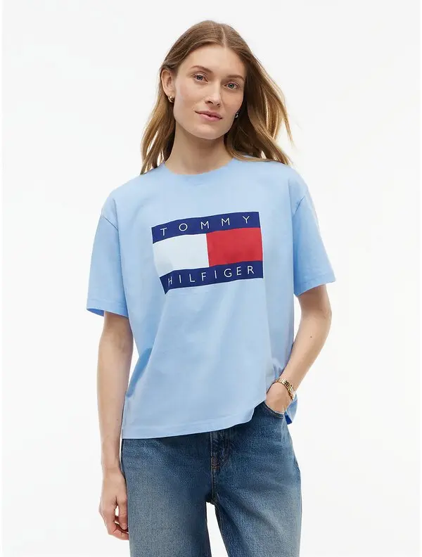 Tommy Hilfiger Flag Logo T-shirt - Vessel Blue