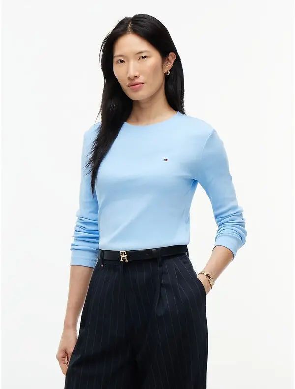 Tommy Hilfiger Long-sleeve Crewneck Favorite T-shirt - Light Blue