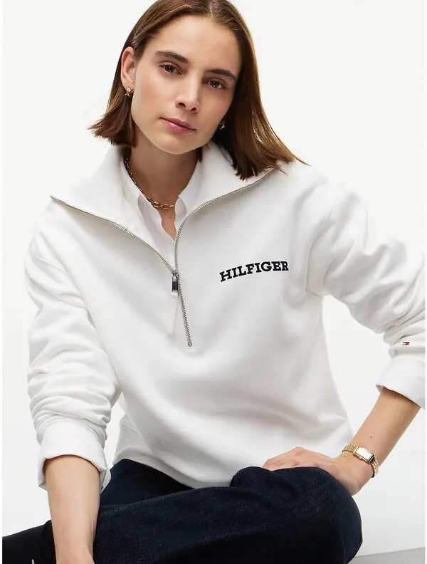 Tommy Hilfiger Flocked Monotype Quarter-zip Sweatshirt