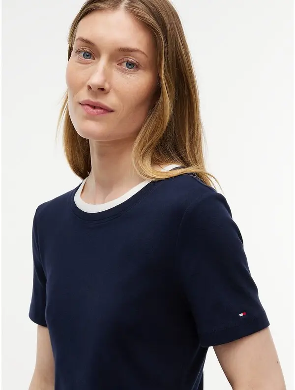 Tommy Hilfiger Ribbed T-shirt With Contrast Collar
