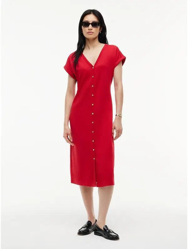 Tommy Hilfiger Gold-button Interlock Midi Dress