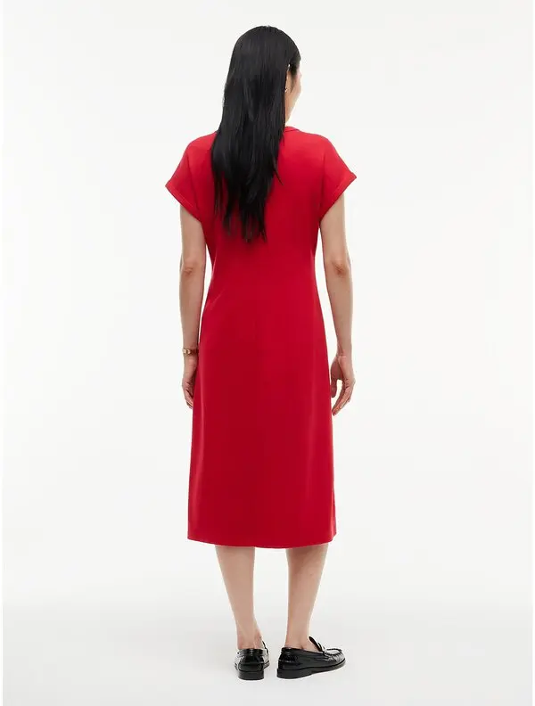 Tommy Hilfiger Gold-button Interlock Midi Dress