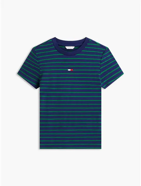 Tommy Hilfiger Mini Flag Logo Striped Favorite T-shirt - Preppy Navy