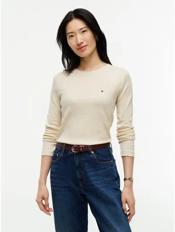 Tommy Hilfiger Long Sleeve Crewneck T-shirt - Beige