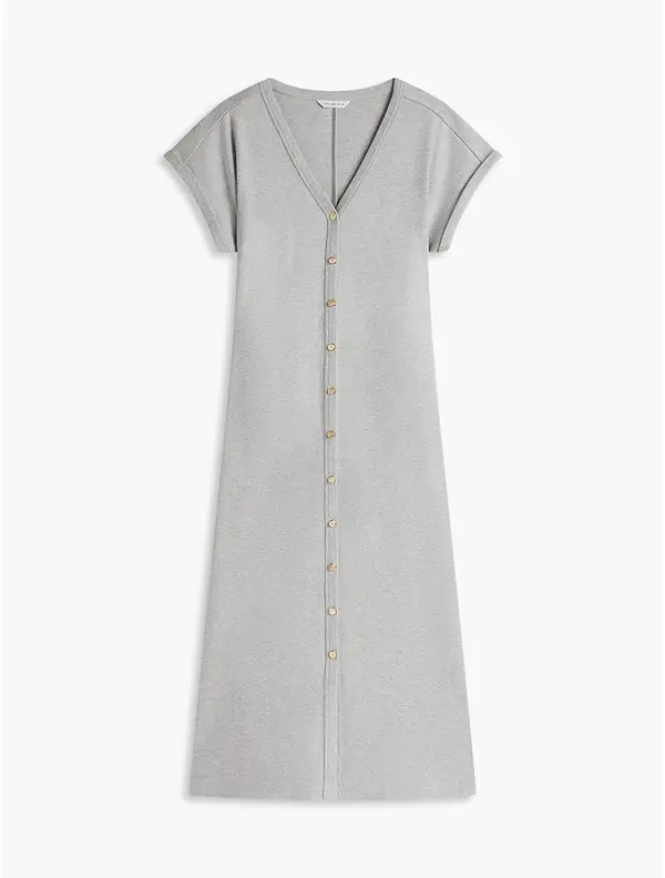 Tommy Hilfiger Gold-button Interlock Midi Dress