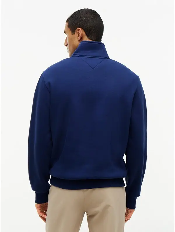 Tommy Hilfiger Flag Stripe Logo Quarter-zip Sweatshirt - Preppy Navy