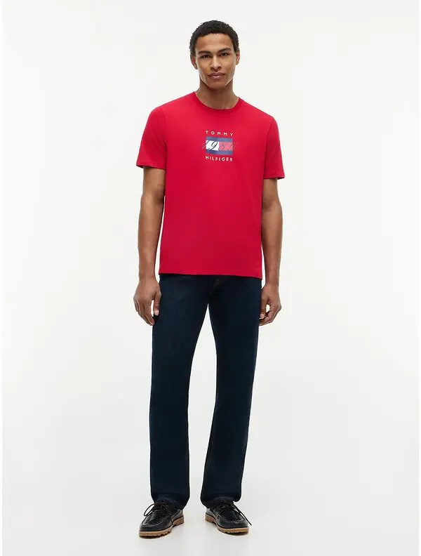 Tommy Hilfiger 1985 Flag Logo T-shirt - Medium Red