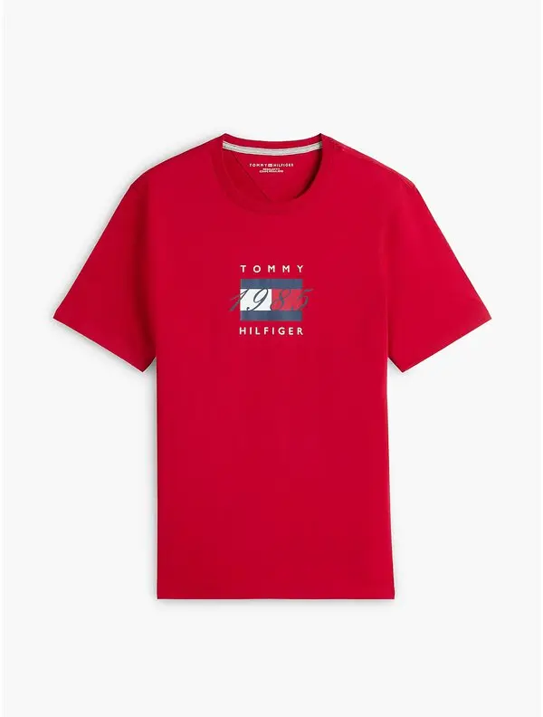 Tommy Hilfiger 1985 Flag Logo T-shirt - Medium Red