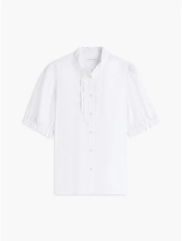 Tommy Hilfiger Ruffle Trim Poplin Shirt