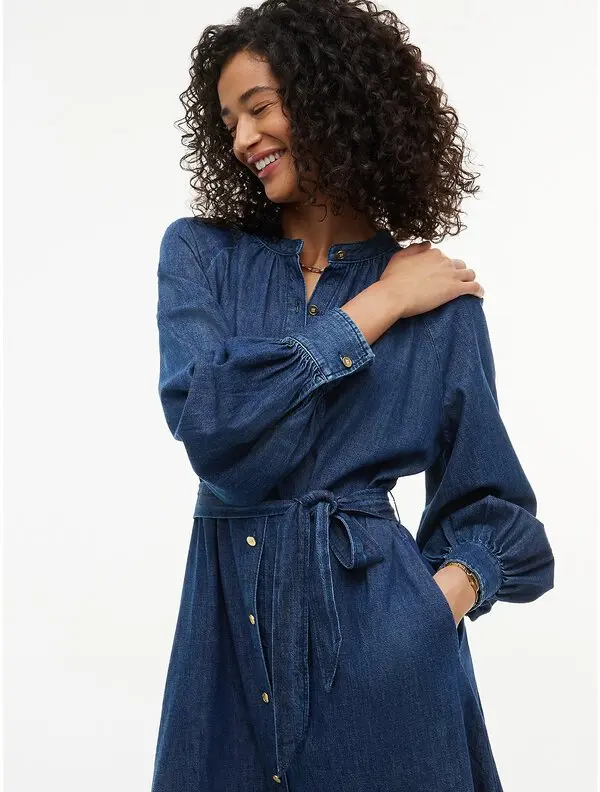 Tommy Hilfiger Belted Denim Midi Dress