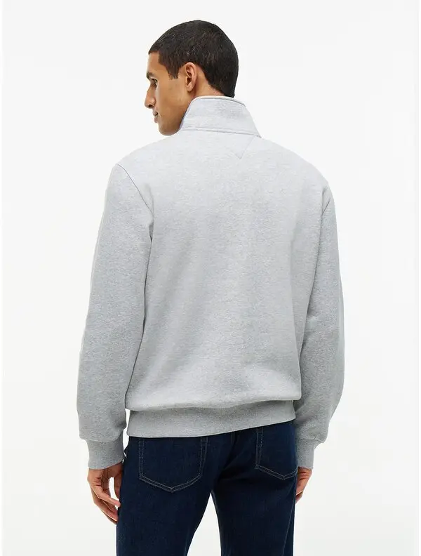 Tommy Hilfiger Flag Stripe Logo Quarter-zip Sweatshirt - Grey Flag