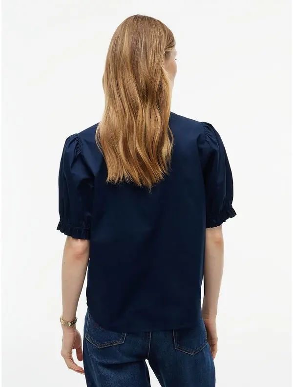 Tommy Hilfiger Ruffle Trim Poplin Shirt
