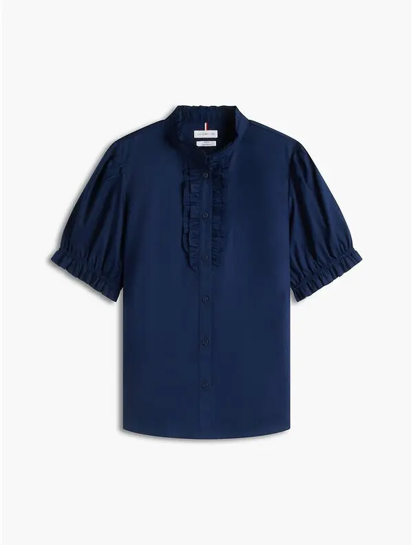Tommy Hilfiger Ruffle Trim Poplin Shirt