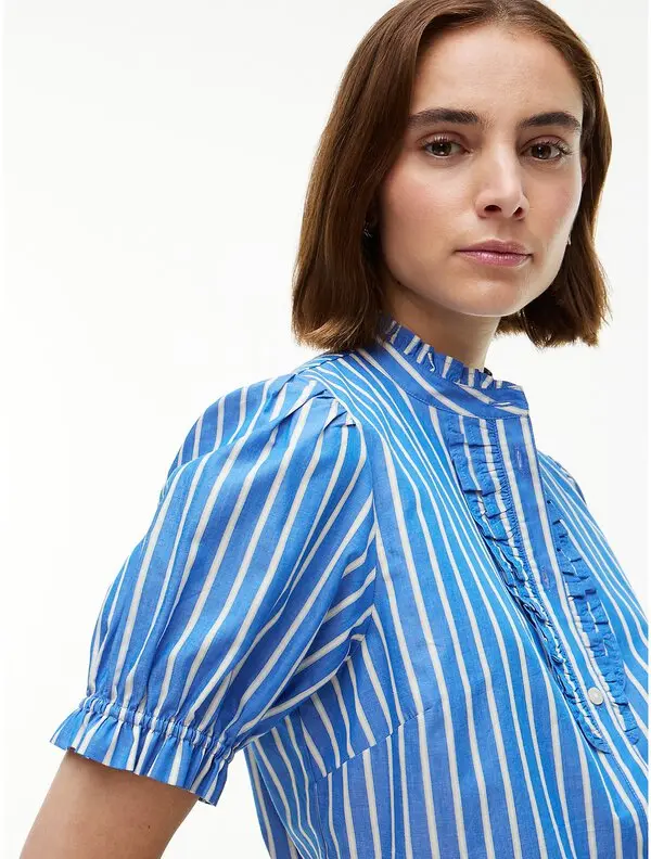 Tommy Hilfiger Ruffle-trim Striped Poplin Shirt