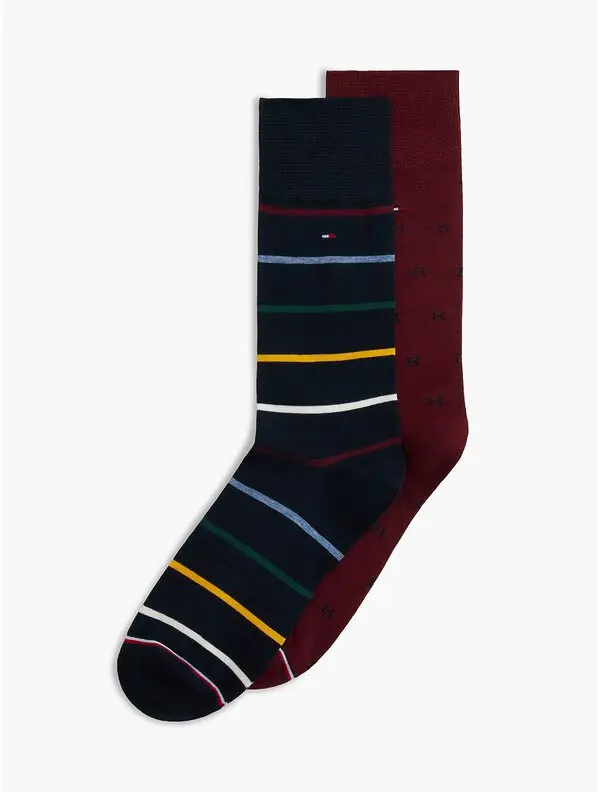 Tommy Hilfiger Stripe & Monogram Trouser Sock 2-pack