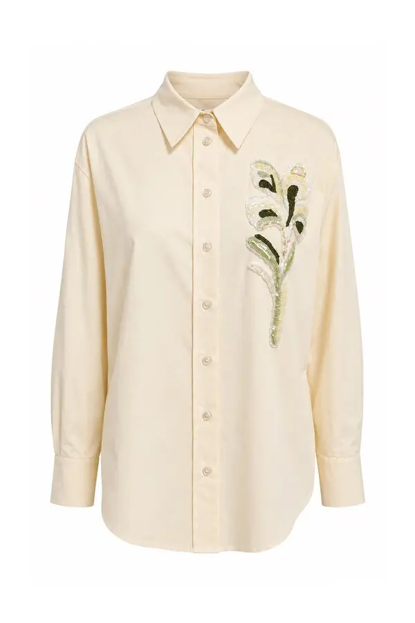 EXQUISE Embroidered Long Sleeve Shirt