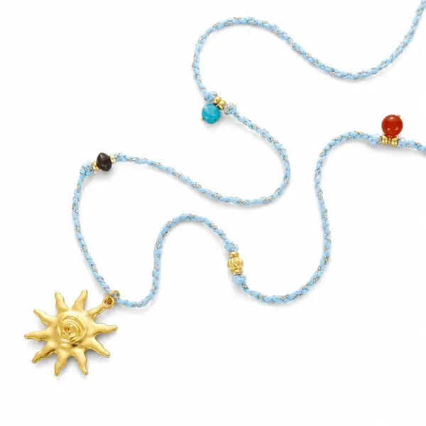 ORMIRO Solara Multi-stone Cord Necklace With Sun Pendant
