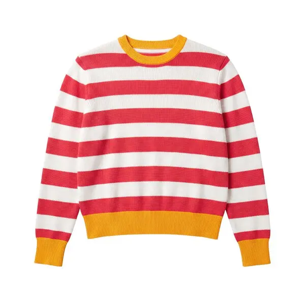 BRODIE CASHMERE Mesh Stripe Crew - Orange