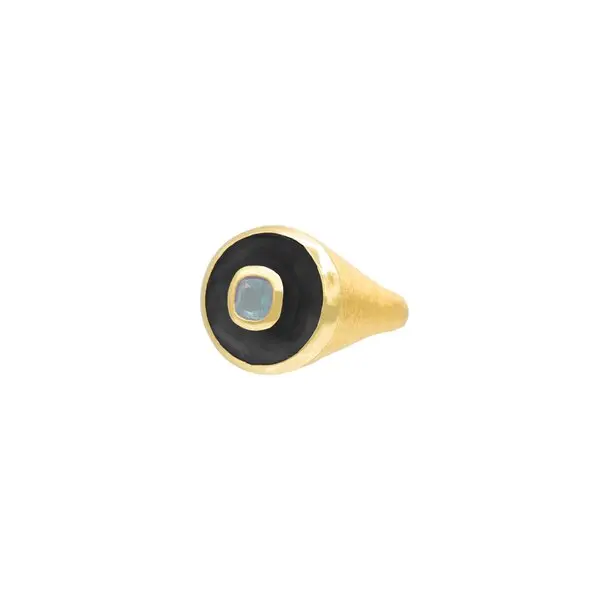 MARCIA MORAN Annie Ring Onyx And Tanzanite