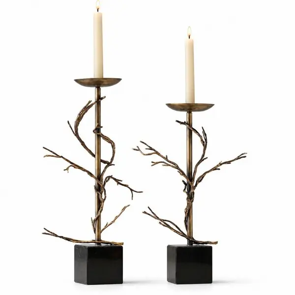 MARLETH Branch Pillar Candle Holder Set