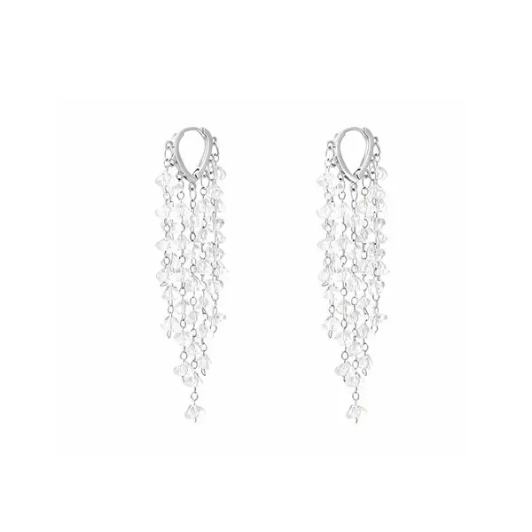 CHANEL JOAN ELKAYAM Dangle Beaded Huggie Earrings - Silver