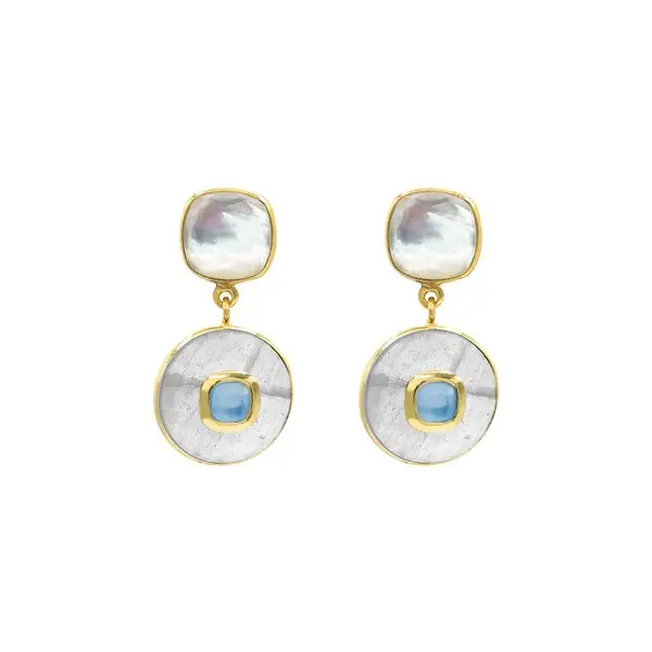 MARCIA MORAN Inelda Earrings Mother Pearl And Tanzanite - White