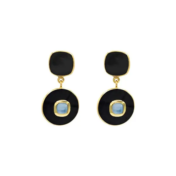 MARCIA MORAN Gold / Black Inelda Earrings Black And Tanzanite - Gold/black