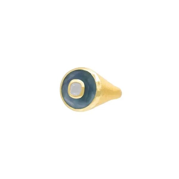 MARCIA MORAN Annie Ring Labradorite And Mother Of Pearl - Grey