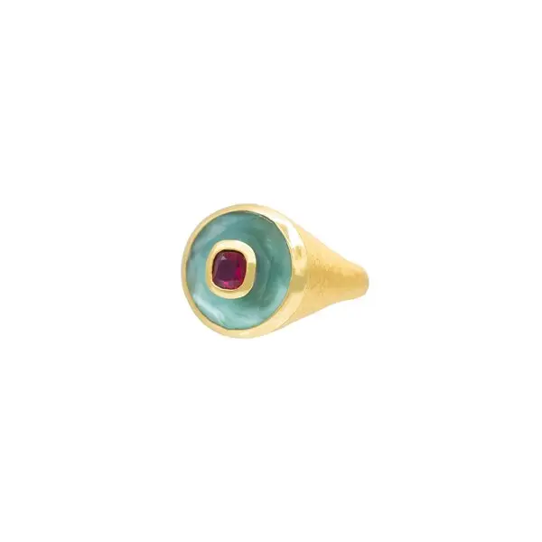 MARCIA MORAN Annie Ring Blue Topaz And Fucsia