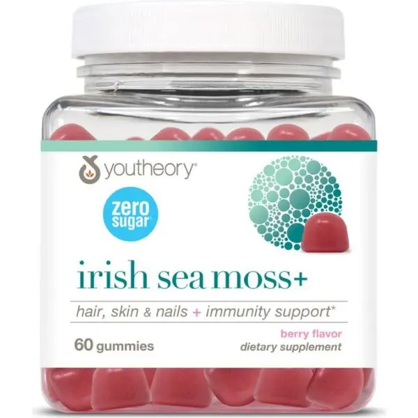 YOUTHEORY Zero Sugar Irish Sea Moss Gummy Supplement 60 Count - None
