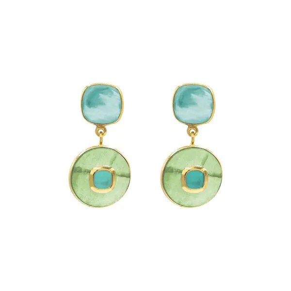 MARCIA MORAN Inelda Earrings Amethyst And Blue Sapphire - Green