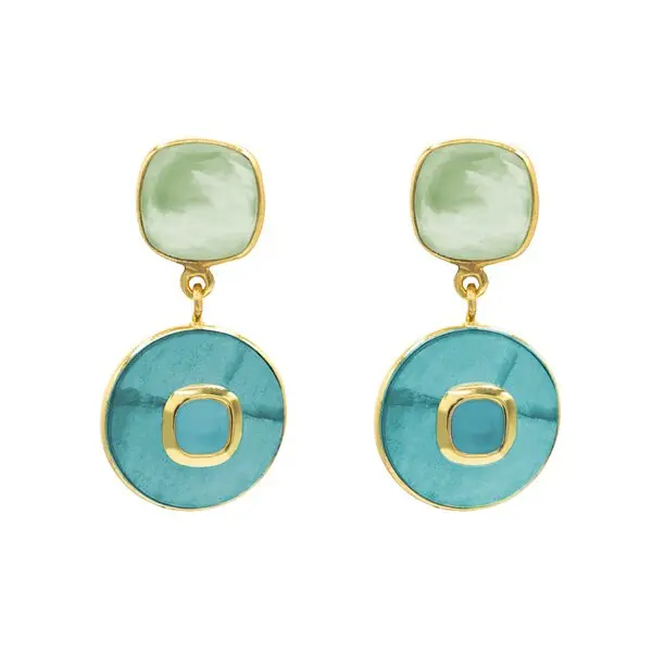 MARCIA MORAN Amethyst And Blue Sapphire 24k Gold Plated Earrings - Green