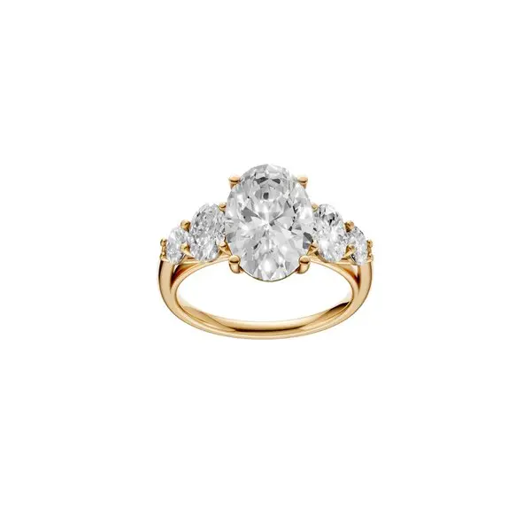 AYA FINE JEWELRY 4 Carat Oval Lab Grown Diamond Five Stone Engagement Ring In 10k Gold - Yellow