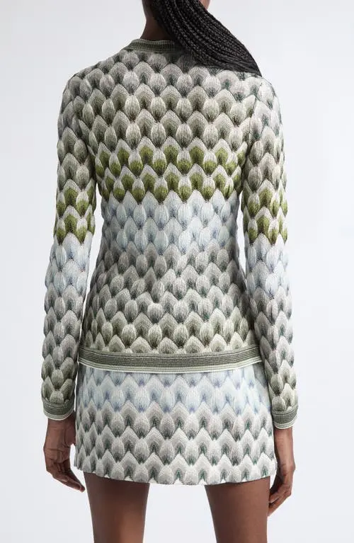 Missoni Metallic Jacquard Knit Cardigan - Green Multi