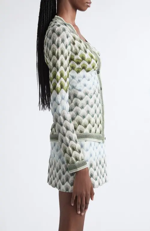 Missoni Metallic Jacquard Knit Cardigan - Green Multi