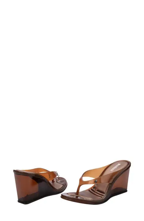 Melissa Nabeela Wedge Flip Flop - Clear Brown