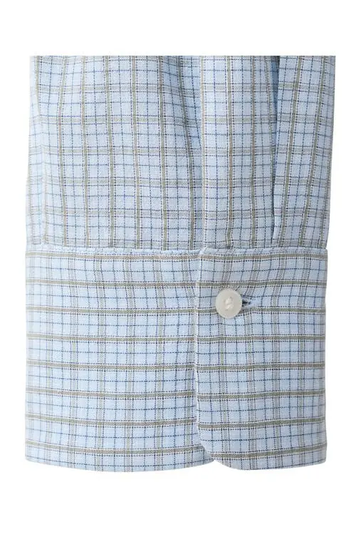 Mango Checked Cotton Shirt - Sky Blue