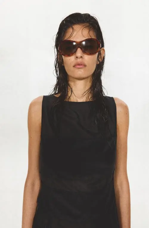 Mango Semi-sheer Paneled Overlay Dress