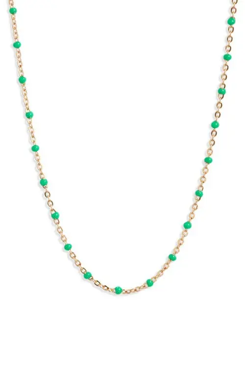 SET & STONES Kaz Bead Station Necklace - Gold/emerald