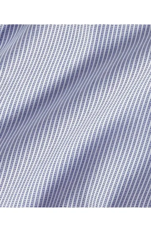 David Donahue Trim Fit Stripe Stretch Cotton Twill Dress Shirt - Navy/white