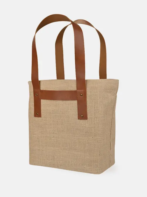OUT OF THE WOODS Jute T-strap Tote