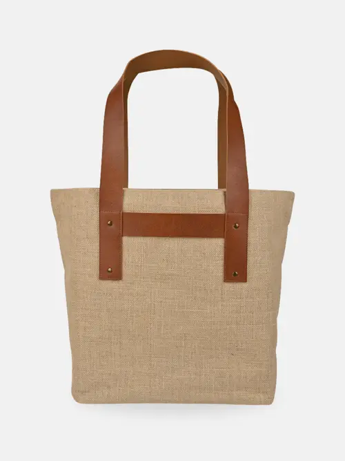 OUT OF THE WOODS Jute T-strap Tote