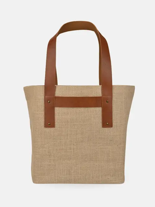 OUT OF THE WOODS Jute T-strap Tote