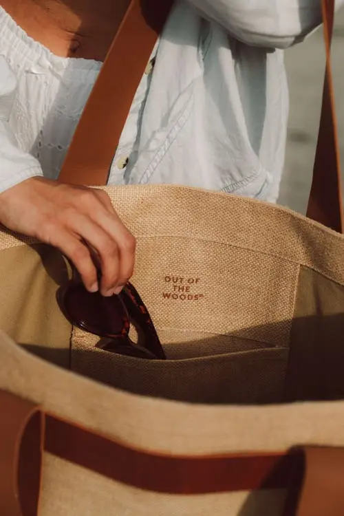 OUT OF THE WOODS Jute T-strap Tote