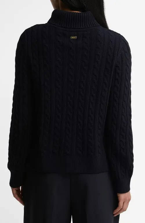 Barbour Ambleside Cable Knit Turtleneck Sweater - Navy