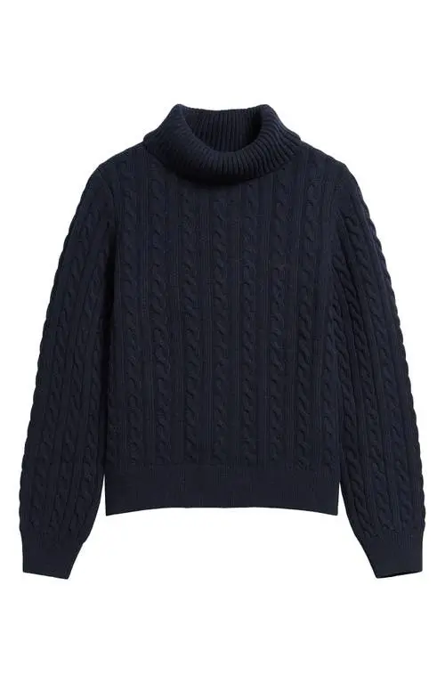 Barbour Ambleside Cable Knit Turtleneck Sweater - Navy