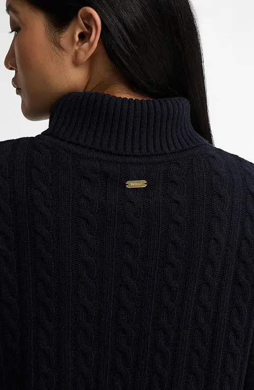 Barbour Ambleside Cable Knit Turtleneck Sweater - Navy