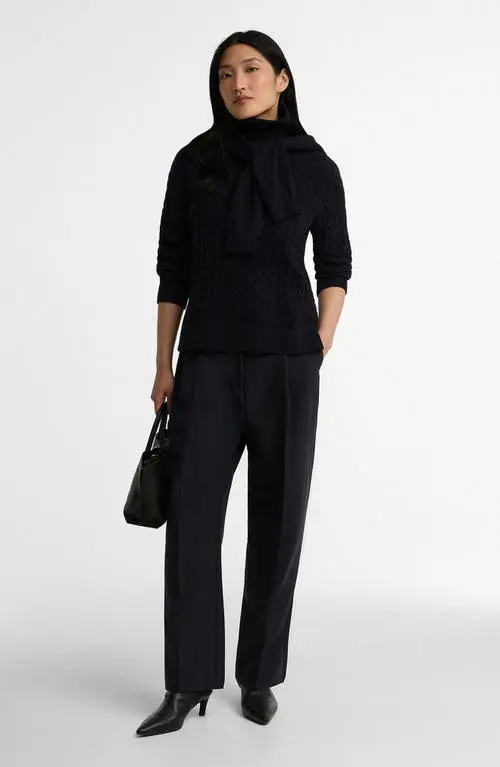 Barbour Ambleside Cable Knit Turtleneck Sweater - Navy