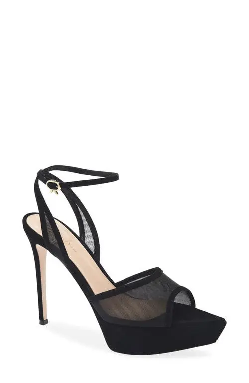 GIANVITO ROSSI Dorotea Mesh Platform Sandal