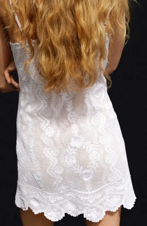 Mango Scalloped Crochet Cotton Minidress